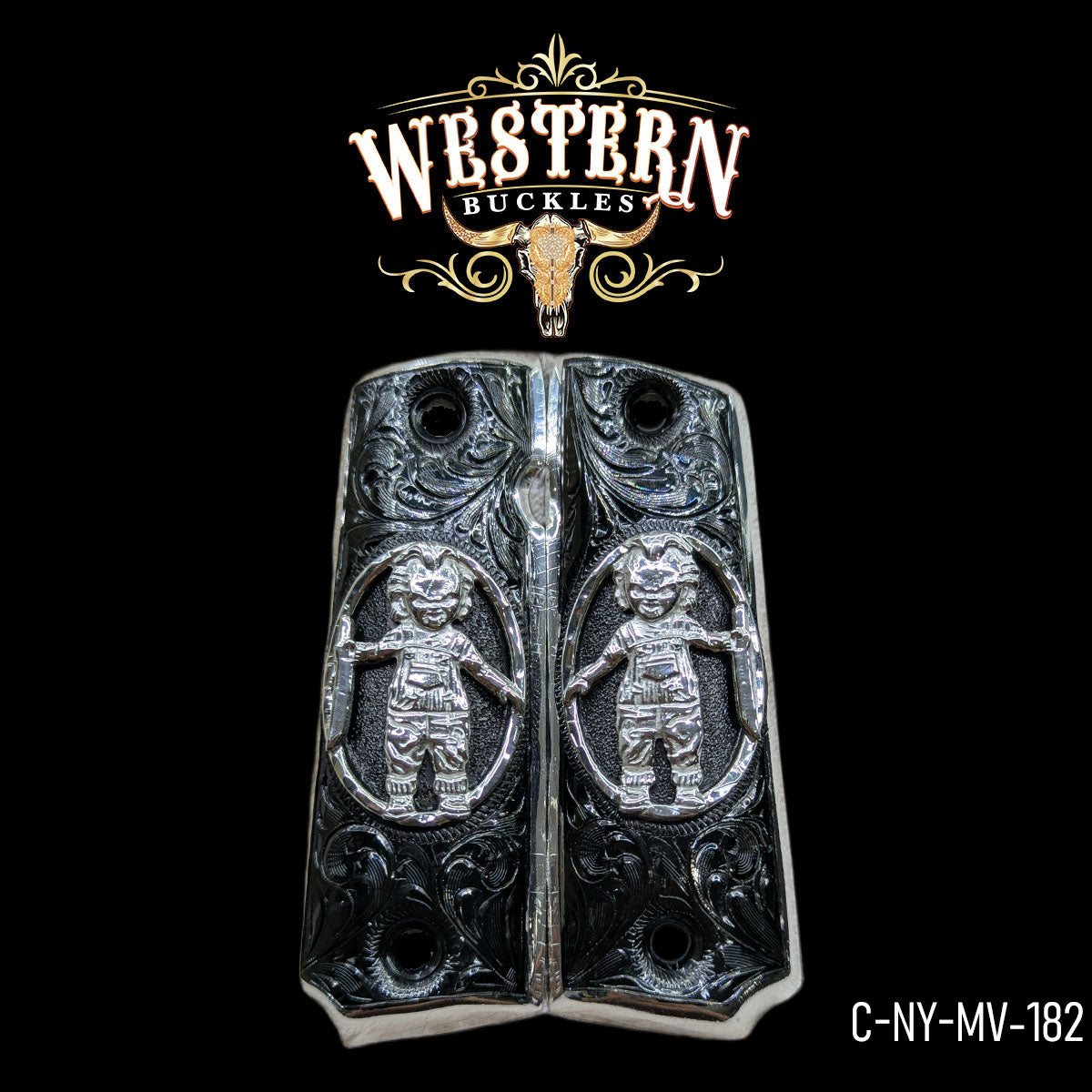 Cacha Colt 1911 Chuky Niquel Negro y Plata – Western Buckles