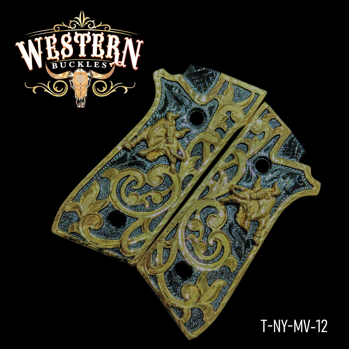 Cachas Taurus Grips Logo Taurus Negro y Dorado. – Western Buckles